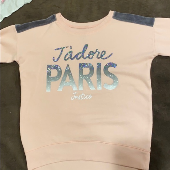 Justice | Shirts & Tops | Justice Sweatshirt Pink With Silver | Poshmark